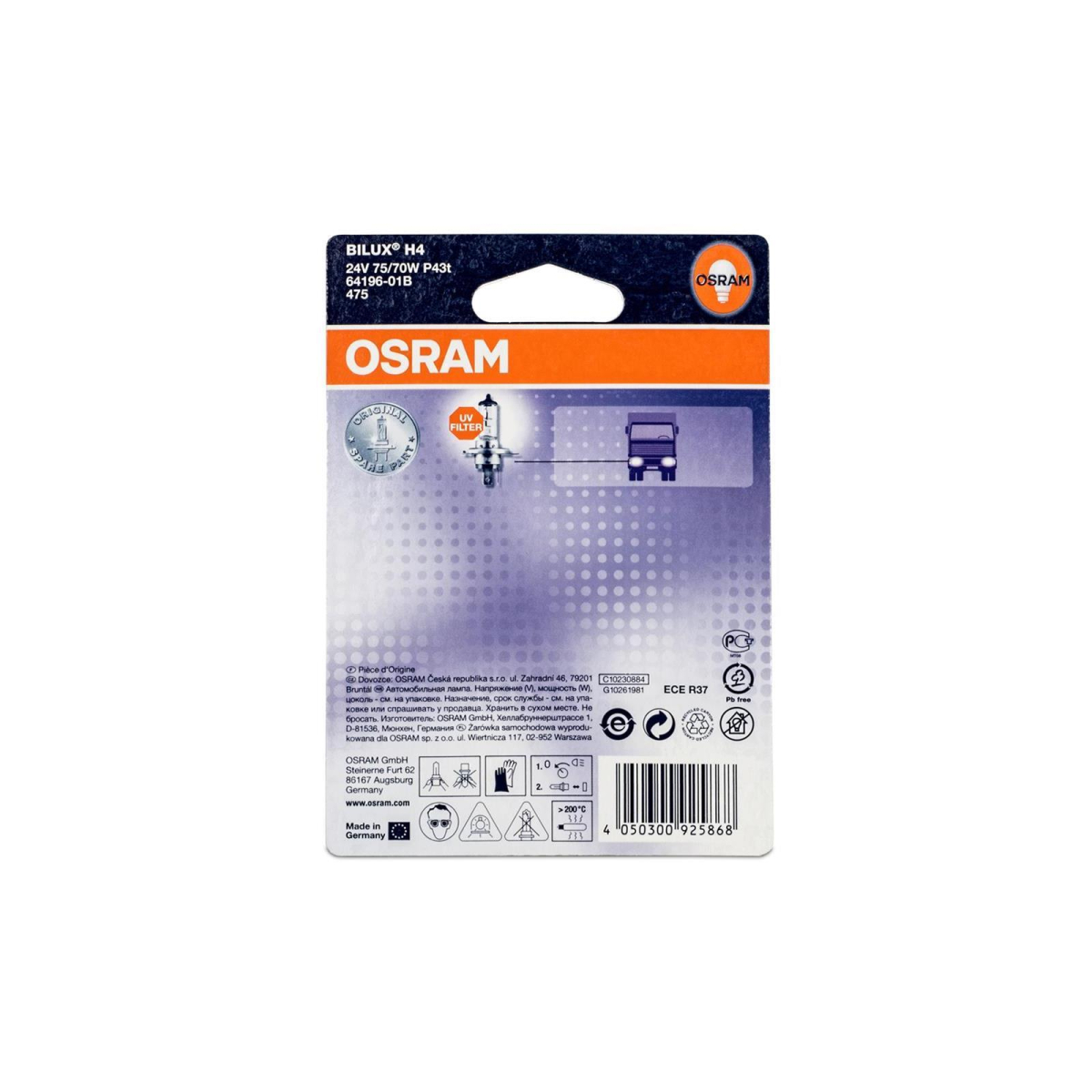 Osram Original Line H4 64196-01B 24V 1 St. Blister LKW, 8,43
